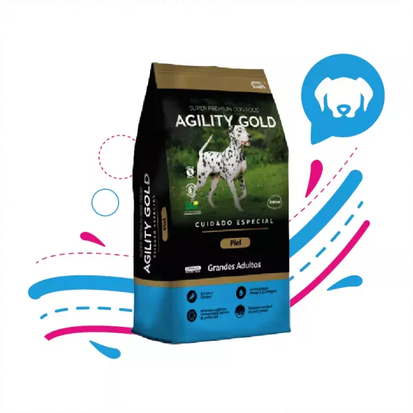 AGILITY GOLD GRANDES ADULTO PIEL - 8 KG - Animal Center