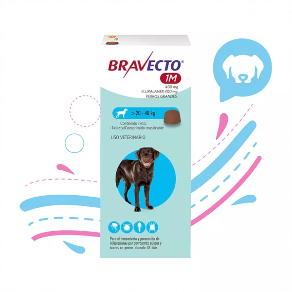 BRAVECTO 1 MES 400 MG.1 TAB./20 - 40 KL. - Animal Center