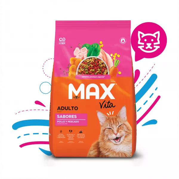 MAX CAT VITA SABORES POLLO Y PEZ - 1 KG - Animal Center