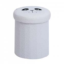 Puff Expressions Infantil Panda 30X37X30Cm Blanco Tela - Home Sentry