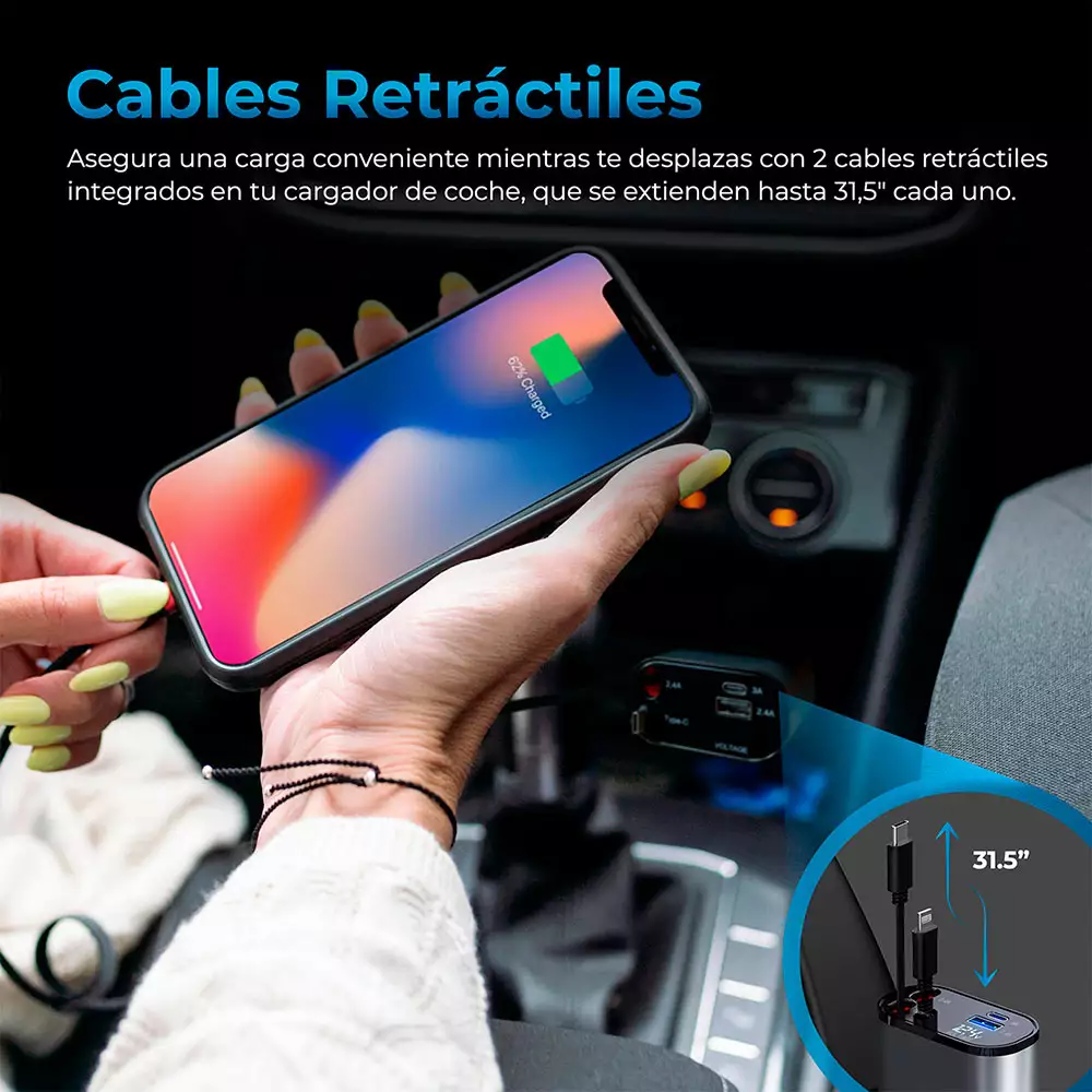 Cargador Retractil Autosky 4 En 1 12 V Arcc-101 - Home Sentry