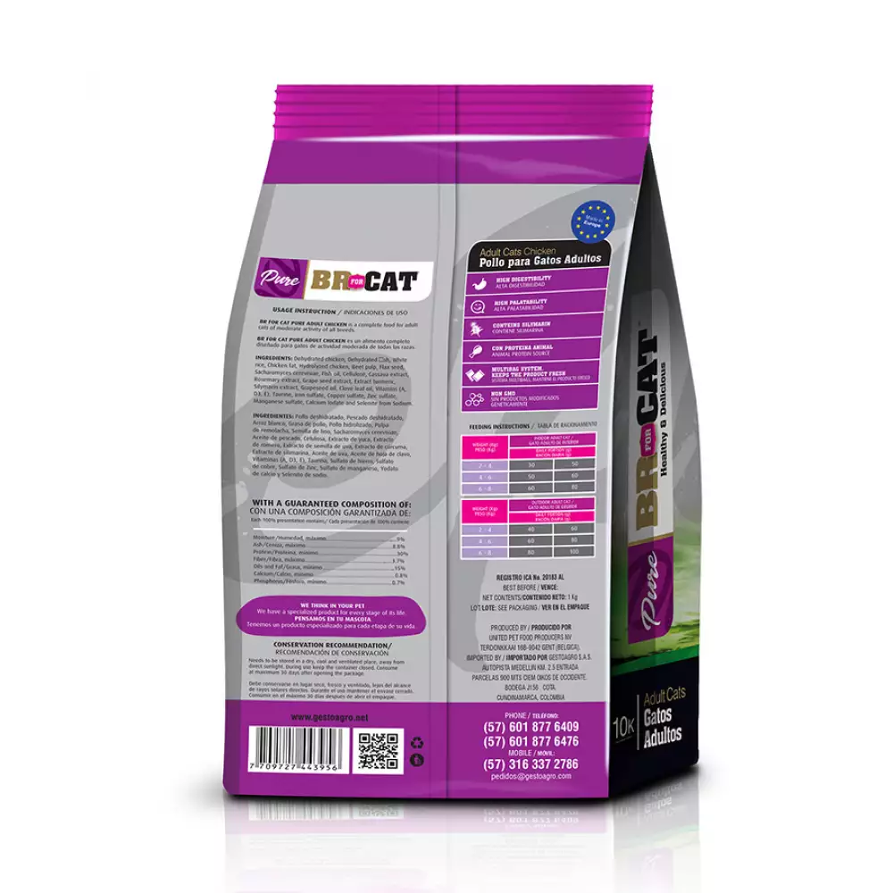 Concentrado Gato Br For Cat Pure Adulto Pollo 10kg - Home Sentry