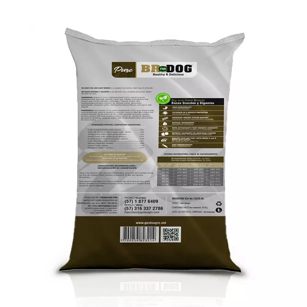 Concentrado perro br for dog pure adulto razas 20 kg - Home Sentry