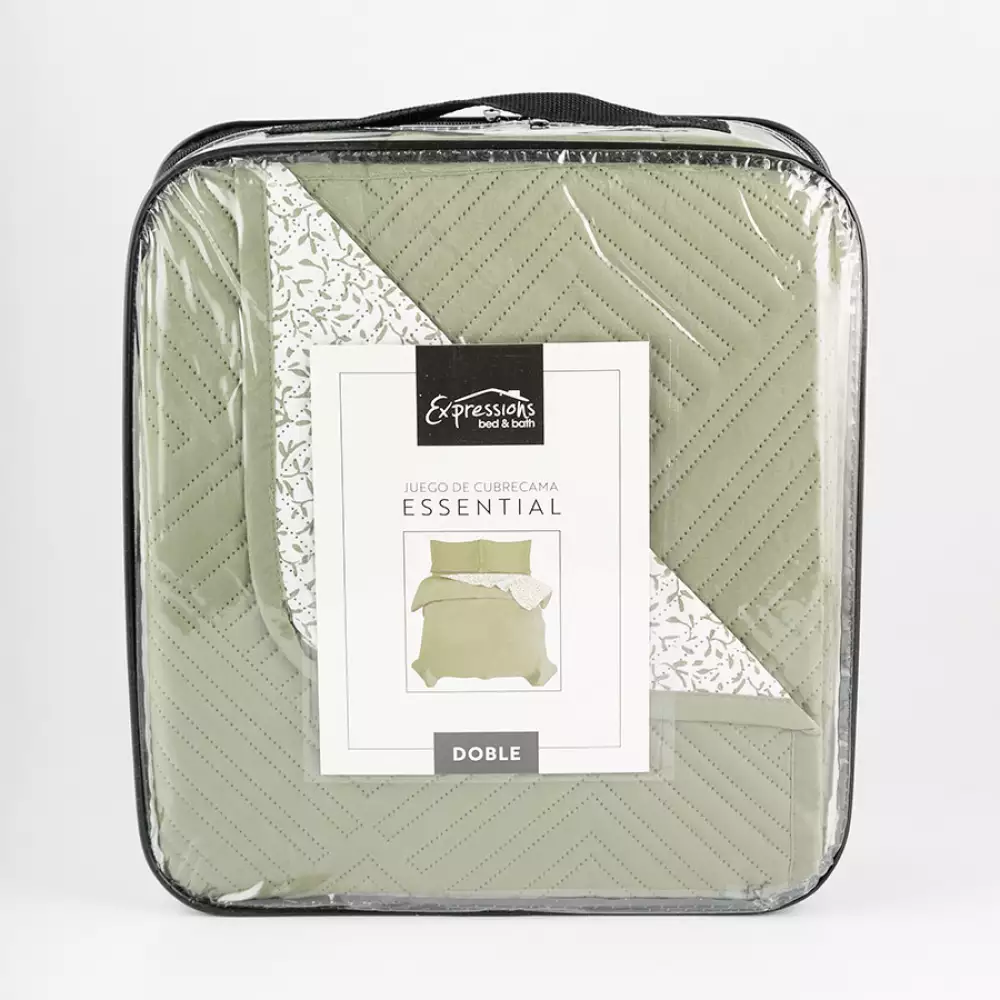 Cubre Cama Expressions Basic Doble Verde 100% Poliester Qsfmlepbs ...