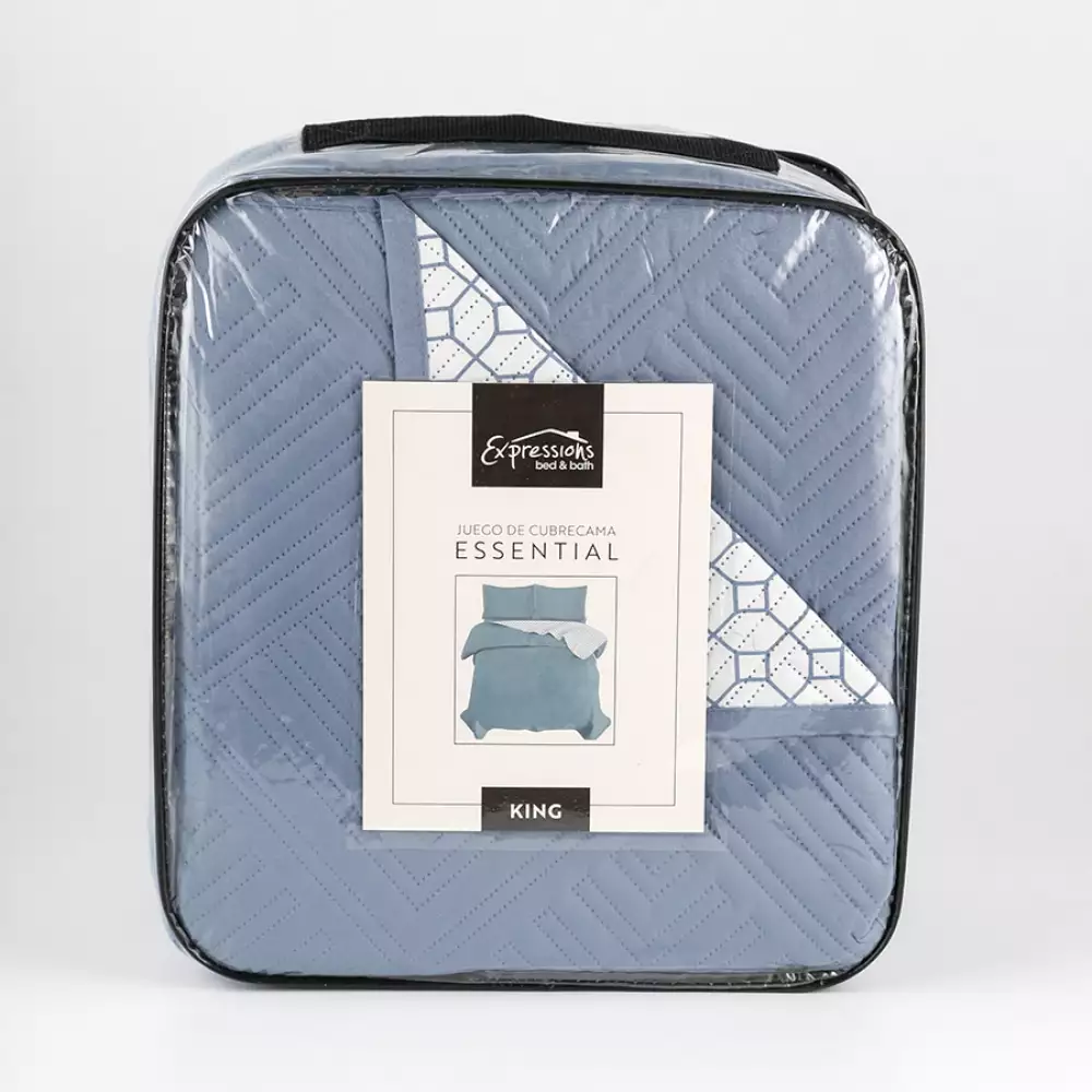 Cubre Cama Expressions Basic King Azul 100% Poliester Qskmsblbs9 - Home ...