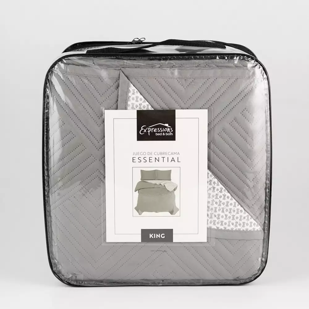 Cubre Cama Expressions Basic King Gris 100% Poliester Qskmugrbs10 ...