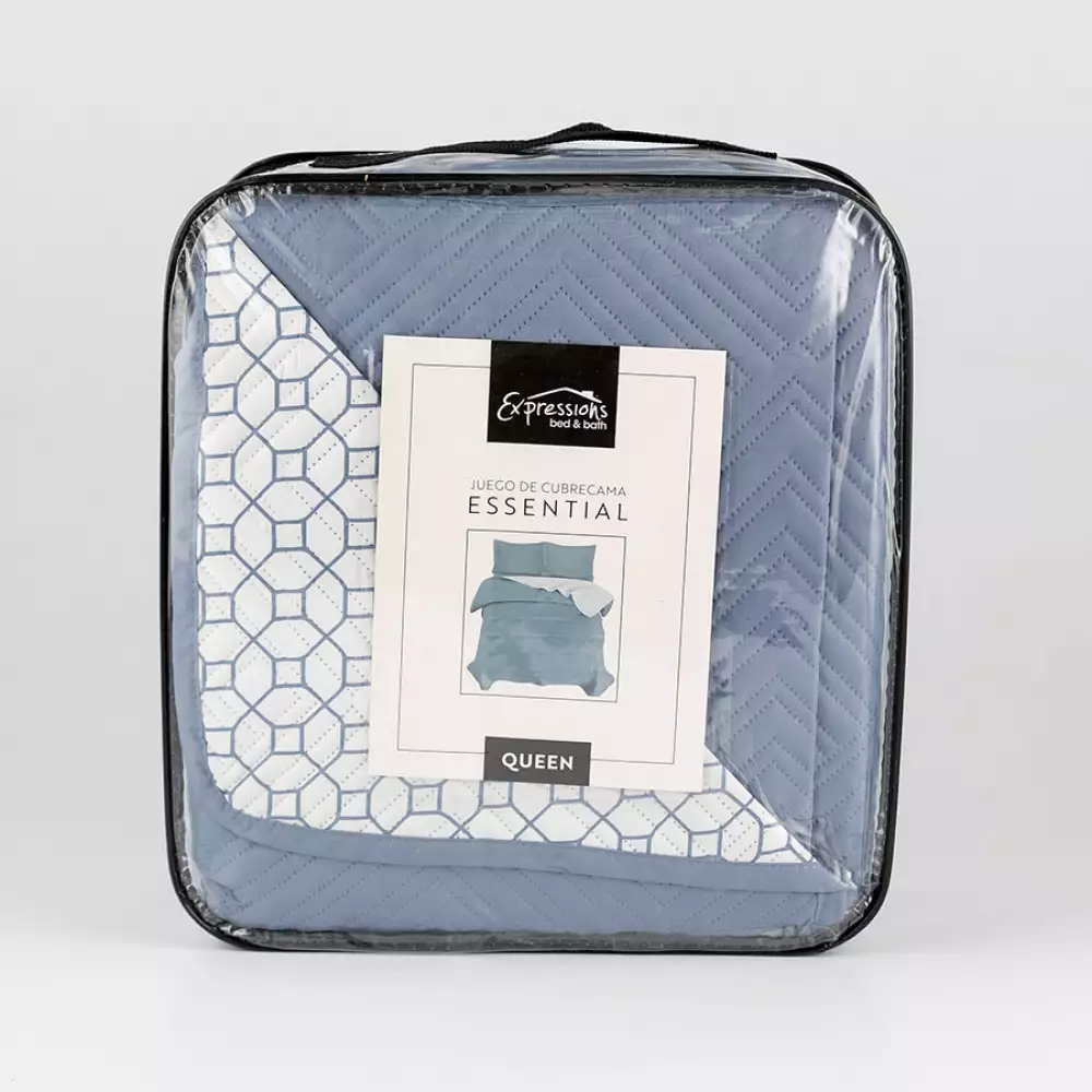 Cubre Cama Expressions Basic Queen Azul 100% Poliester Qsqmsblbs9 ...