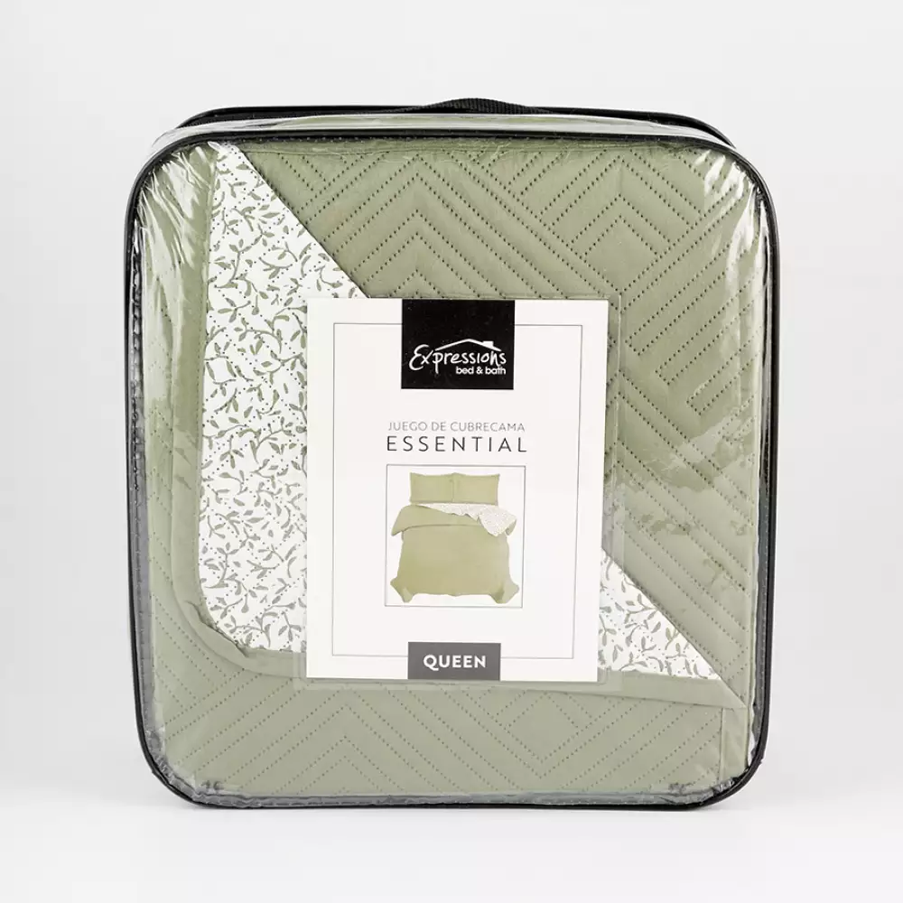 Cubre Cama Expressions Basic Queen Verde 100% Poliester Qsqmlepbs ...