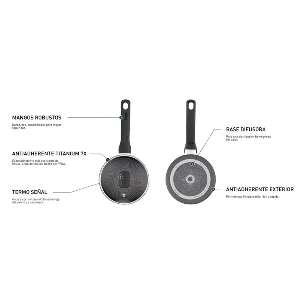 Perol Con Tapa Imusa Hardtitan 16 Cm Negro Antiadherente 5861034647 ...