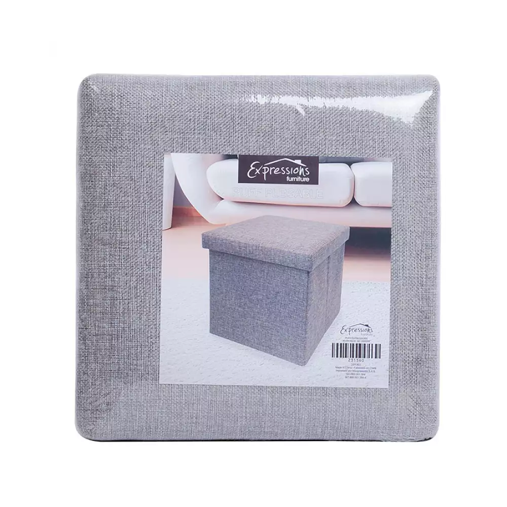 Puff Expressions 30X30X30Cm Gris Tela Ge10E00082 - Home Sentry