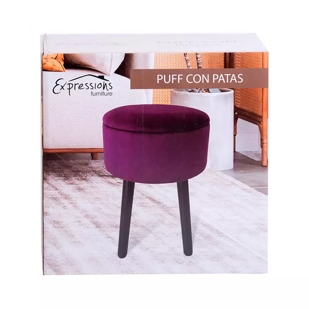 Puff Expressions 34X46X34Cm Morado Tela Ge10E00092 - Home Sentry