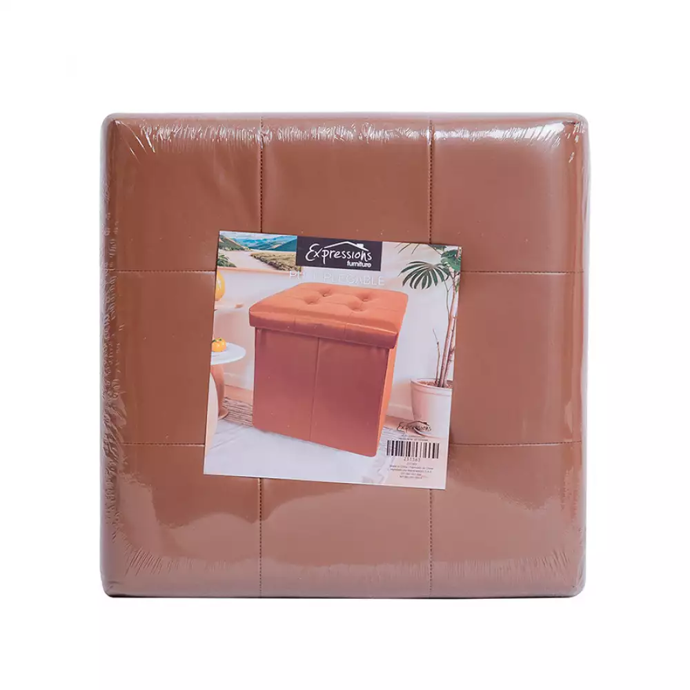 Puff Expressions 38X38X38Cm Cafe Cuero Sintetico Ge10E000 - Home Sentry