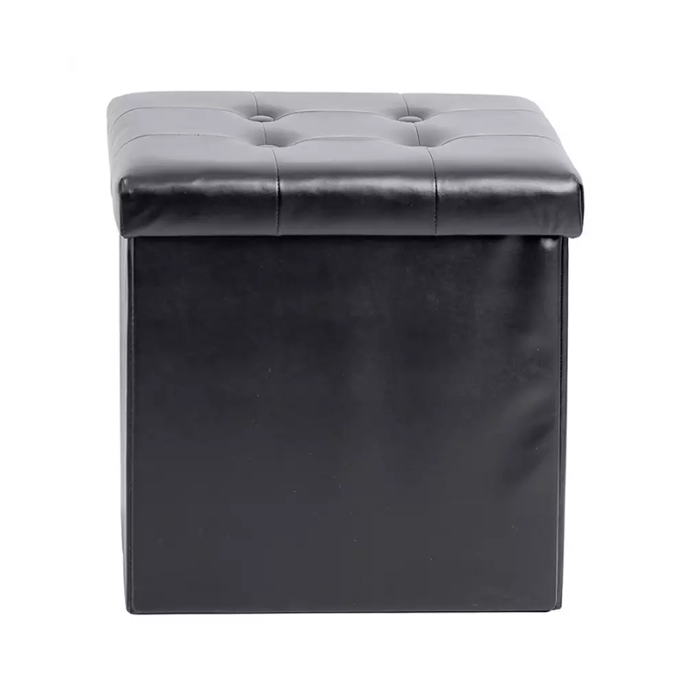 Puff Expressions 38X38X38Cm Negro Cuero Sintetico Ge10E00 - Home Sentry