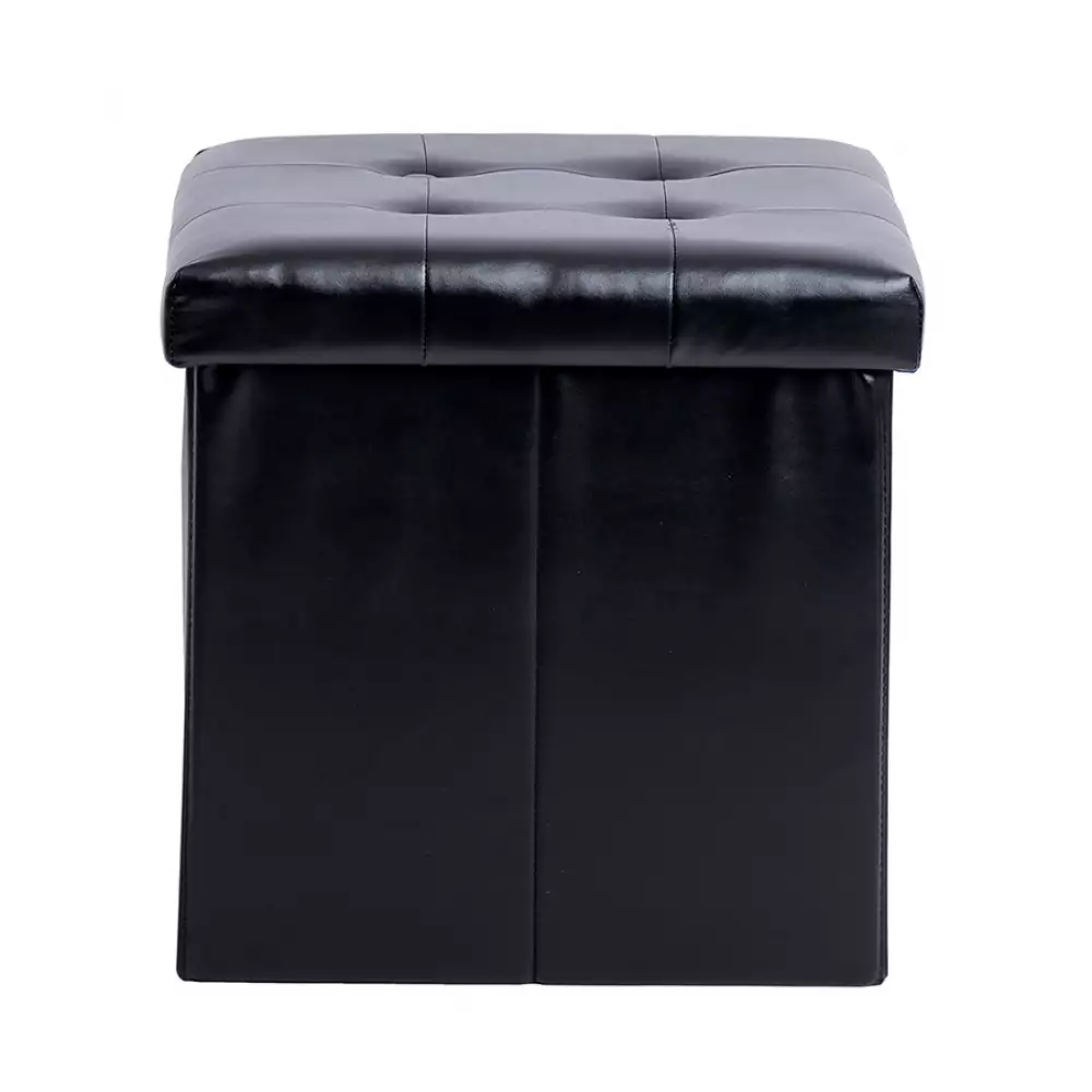 Puff Expressions 38X38X38Cm Negro Cuero Sintetico Ge10E00 - Home Sentry