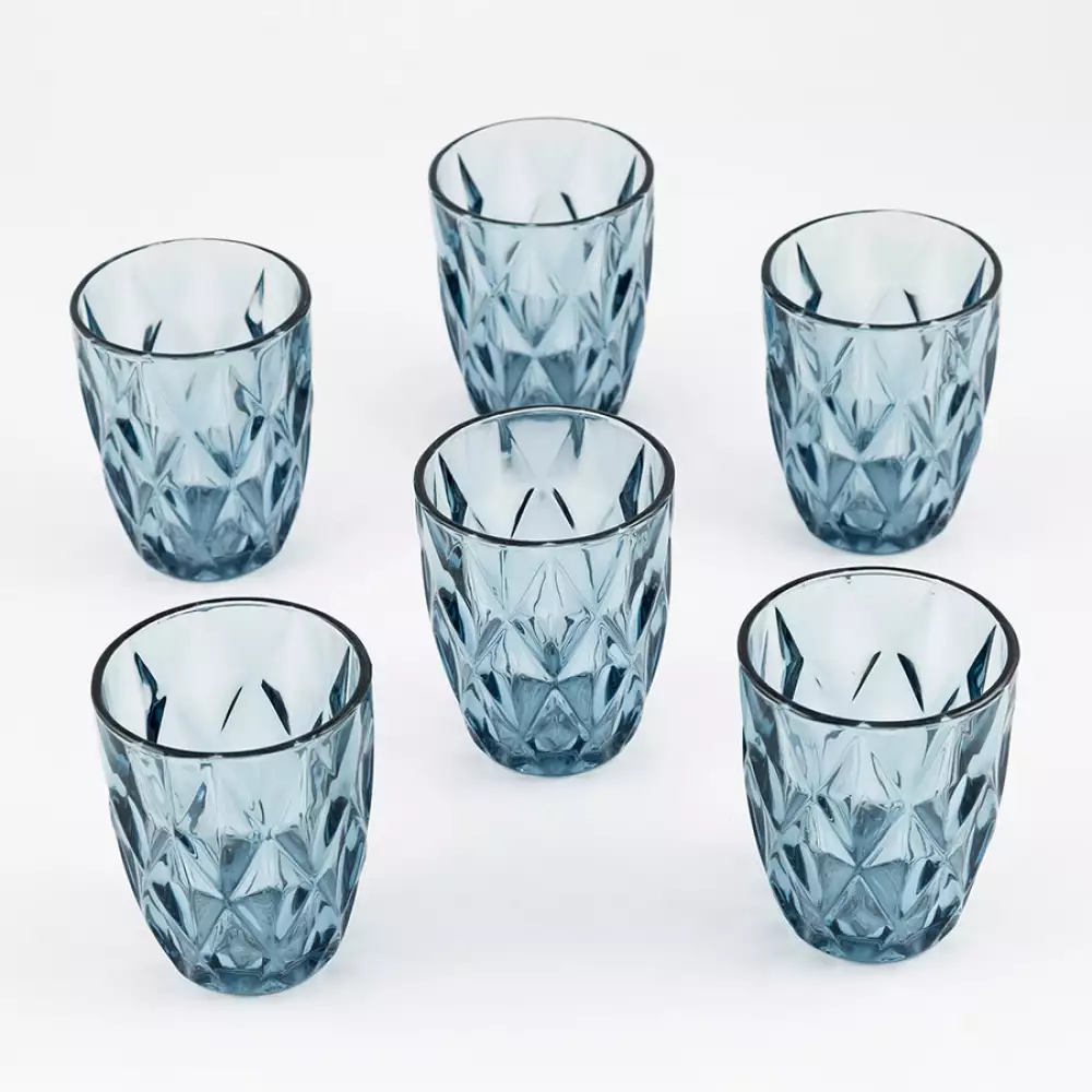 Vaso Qing Ping Guo Azul 279 Ml 6 Ud Vidrio P36110A/6Cb - Home Sentry