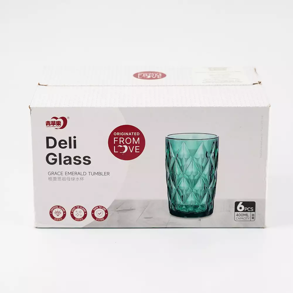 Vaso Qing Ping Guo Verde 400 Ml 6 Ud Vidrio P36113A/6Cb - Home Sentry