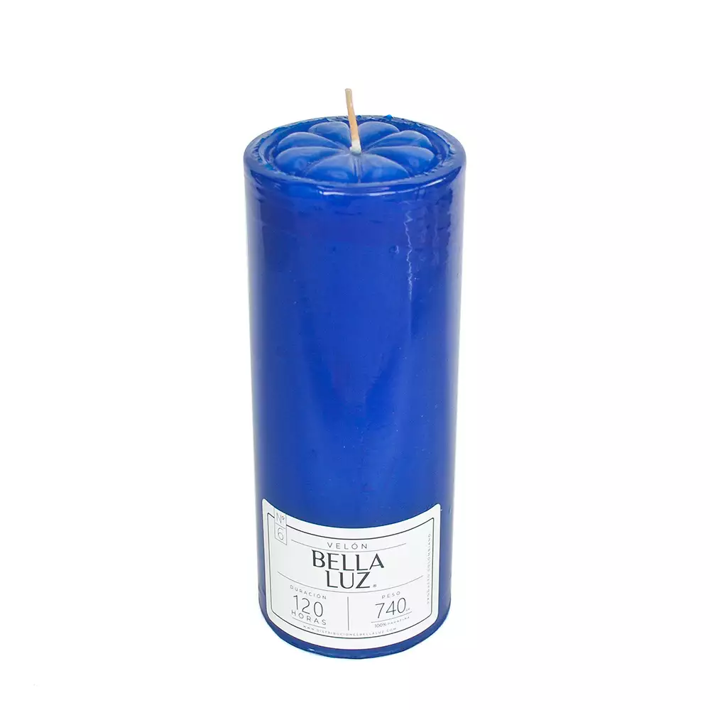 Velon Bella Luz N6 7X17Cm Azul 740 Gr Parafina N6A - Home Sentry