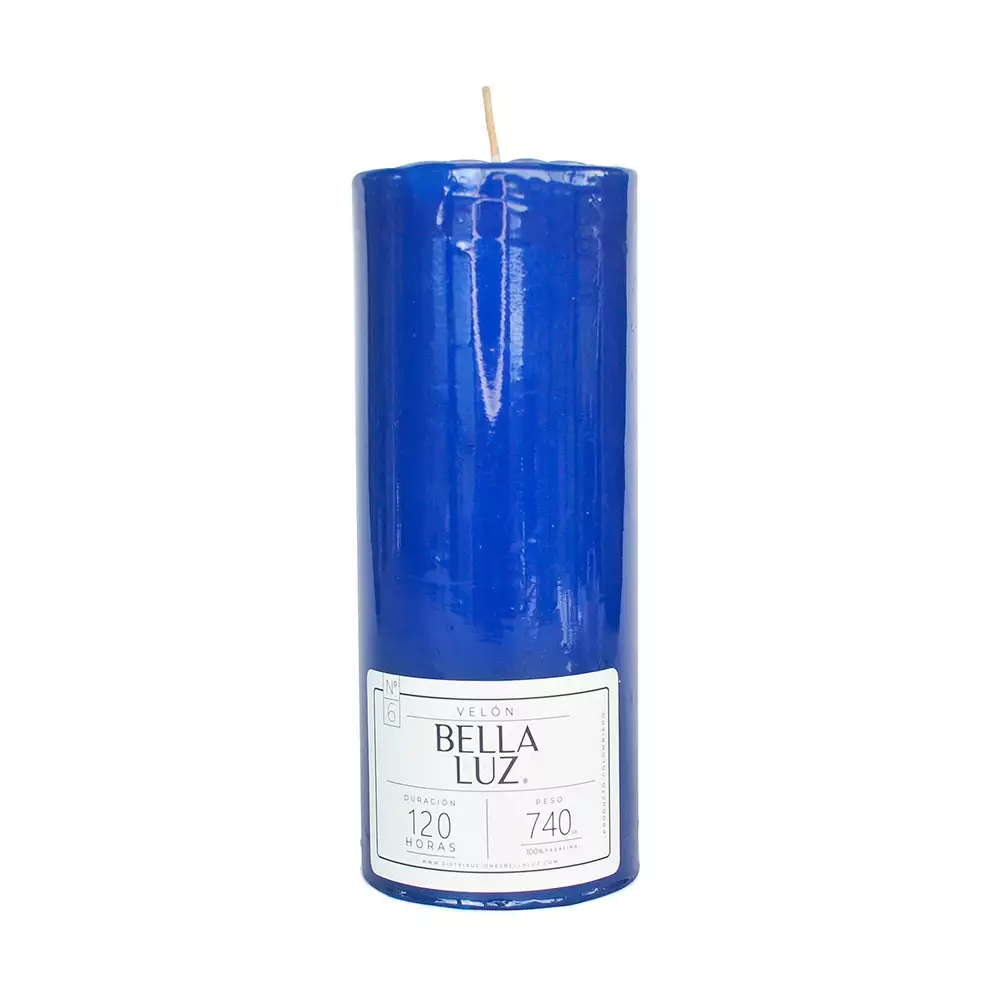 Velon Bella Luz N6 7X17Cm Azul 740 Gr Parafina N6A - Home Sentry