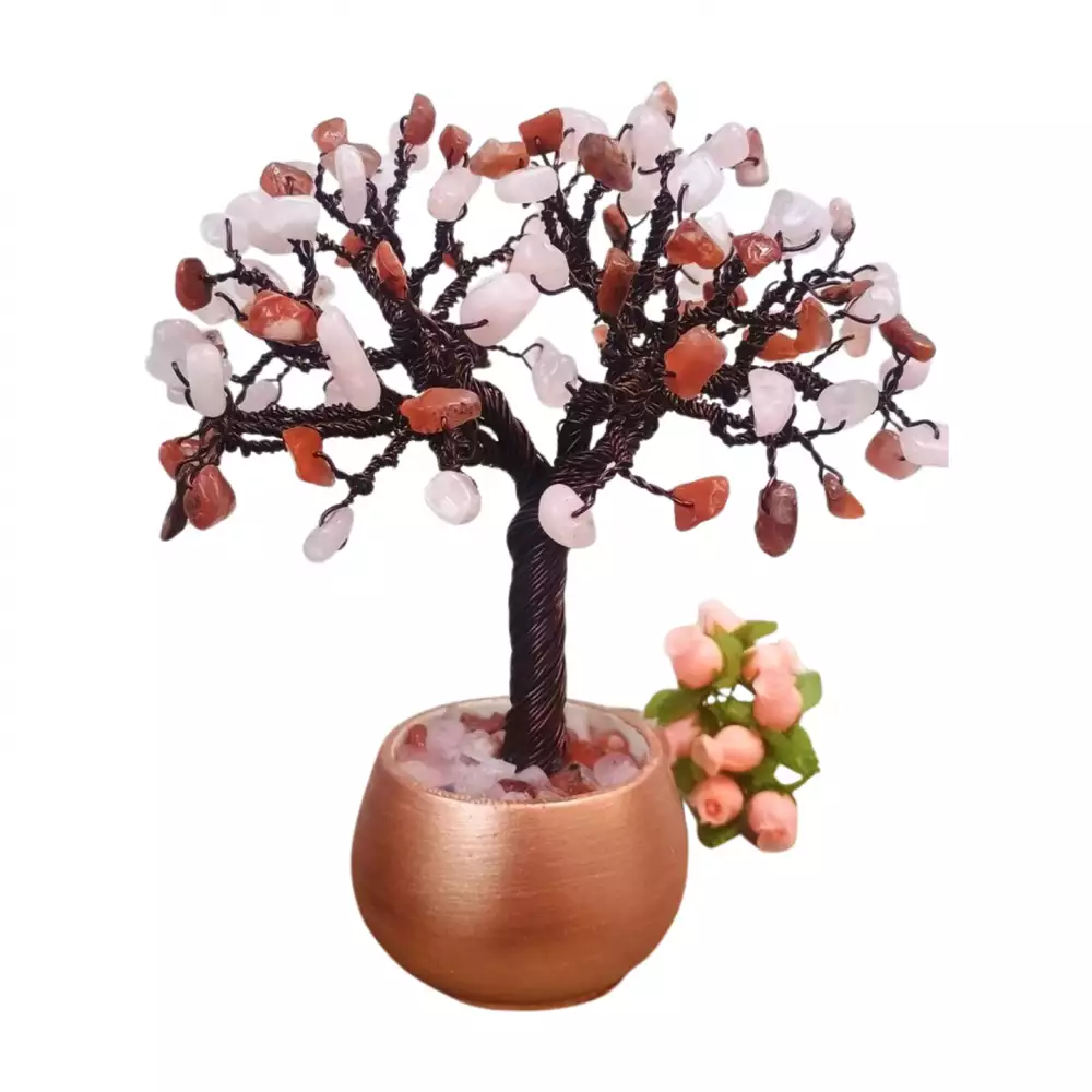 ARBOL CORNALINA Y CUARZO ROSA - La Plaza Morada