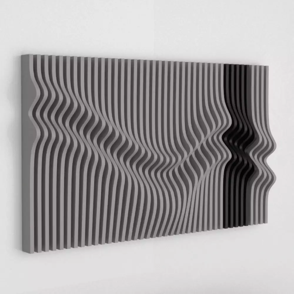 Cuadro Decorativo en Aglomerado Gris y Negro - La Plaza Morada