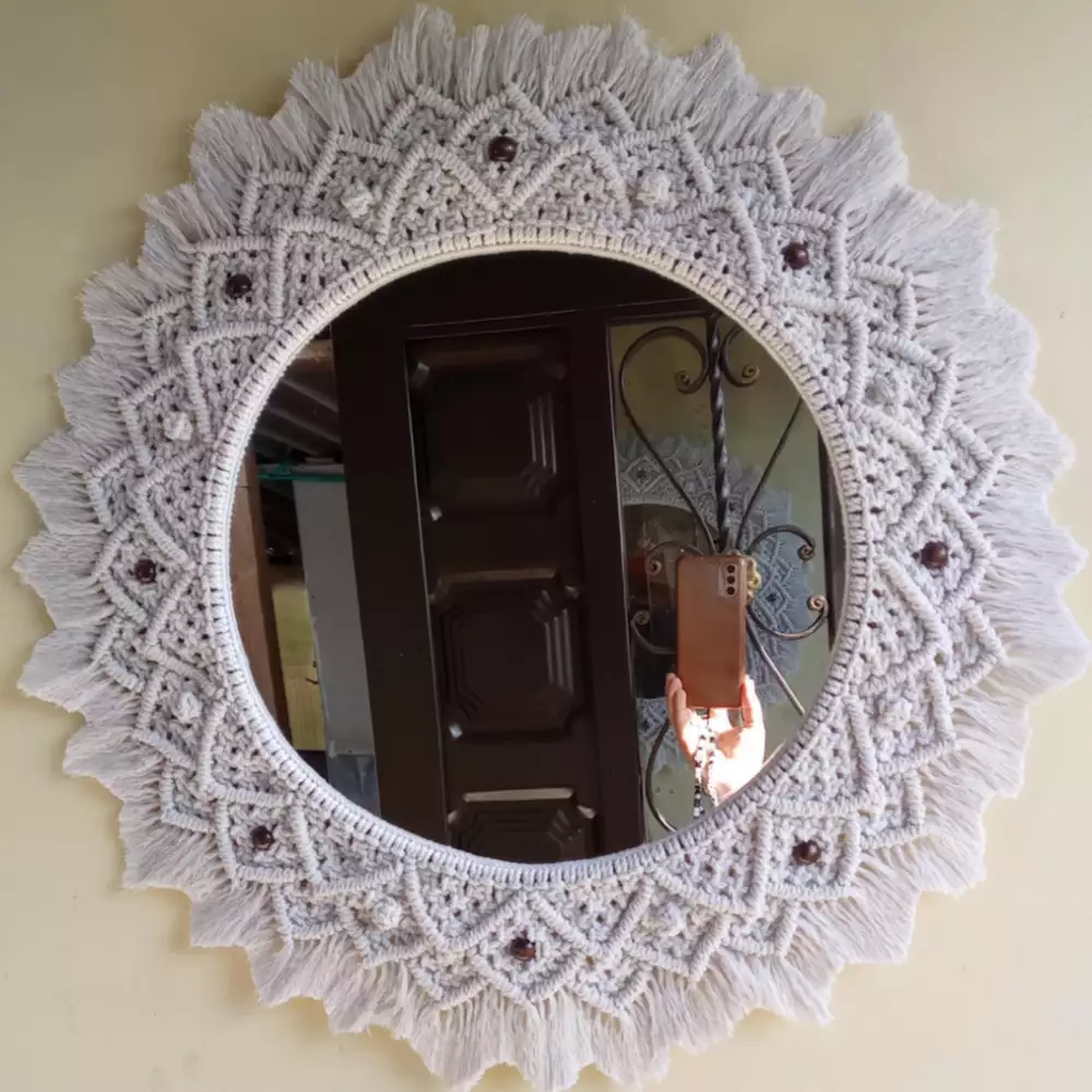 Espejo tejido en macramé - La Plaza Morada
