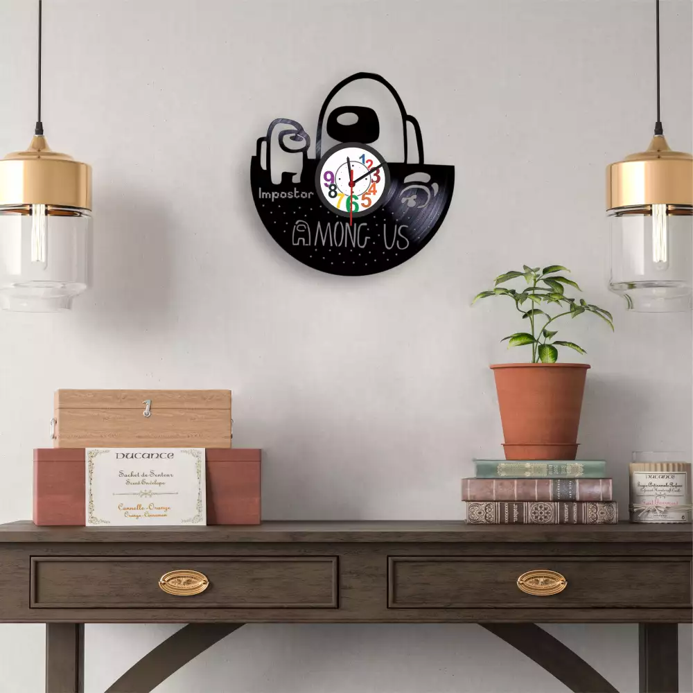 Reloj en vinilo LP/ vinyl clock Among us - La Plaza Morada