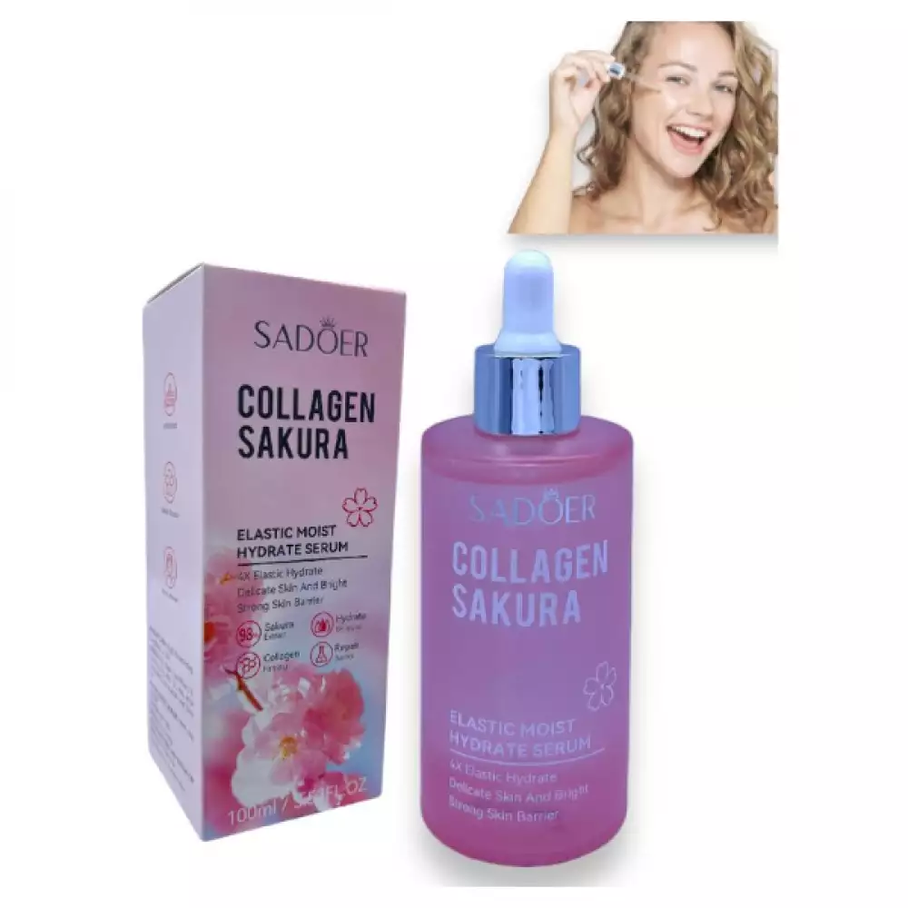 SERUM FACIAL CON EXTRACTO DE SAKURA PIEL 4 VECES MAS HIDRATADA SADOER 100ML - La Plaza Morada