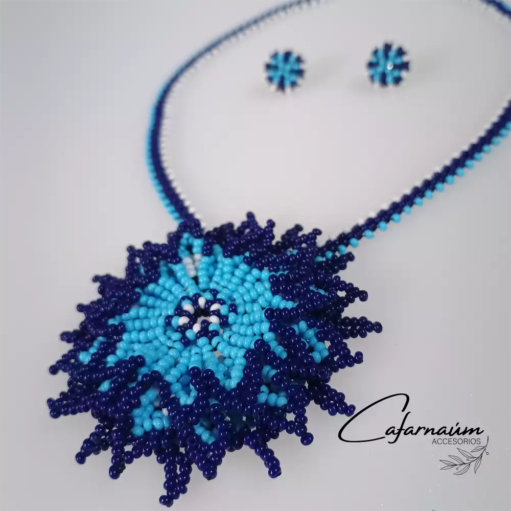 SET MOSTACILLA FLOR AZUL 3D - La Plaza Morada