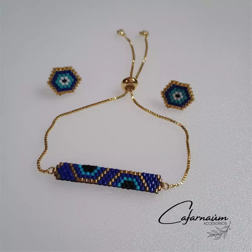 SET OJO TURCO AZUL - La Plaza Morada