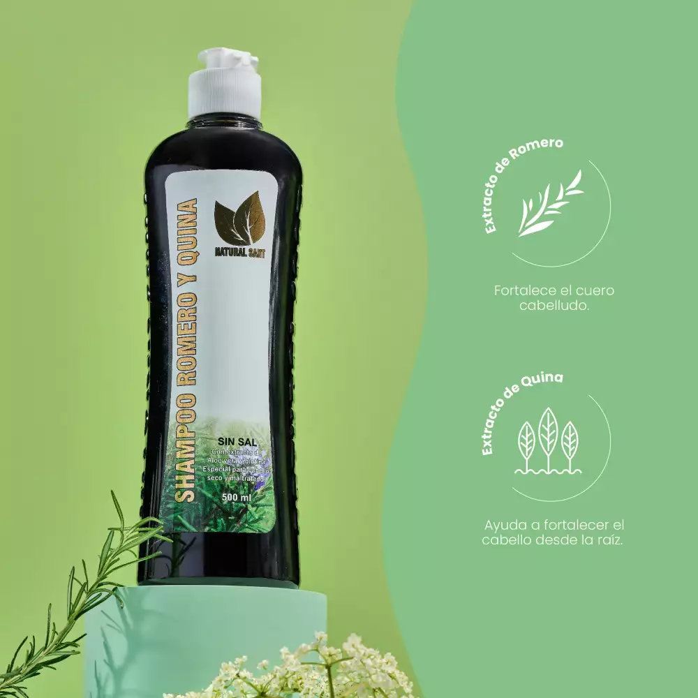 SHAMPOO NATURAL SANT ROMERO Y QUINA X 500ML - La Plaza Morada