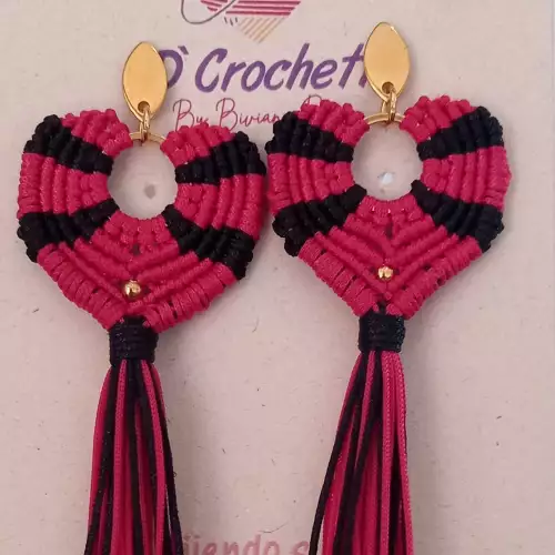 Aretes tejidos en Macrame ANA - La Plaza Morada