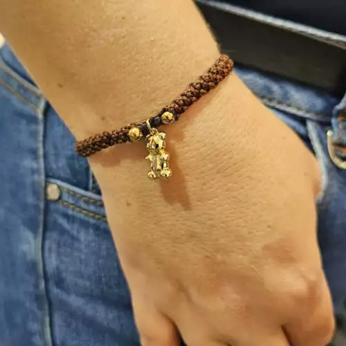 Manilla tejida en Macrame OSITO DORADO - La Plaza Morada