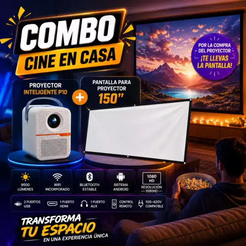 Proyector Inteligente P10 Y Obsequio Pantalla Gigante De 150 Pulgadas ...