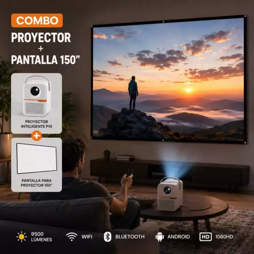 Proyector Inteligente P10 Y Obsequio Pantalla Gigante De 150 Pulgadas ...