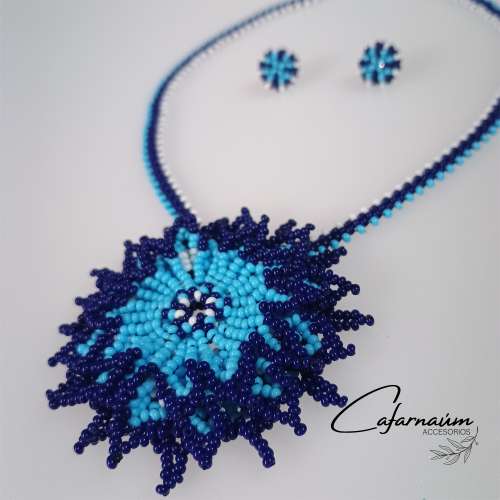 SET MOSTACILLA FLOR AZUL 3D - La Plaza Morada