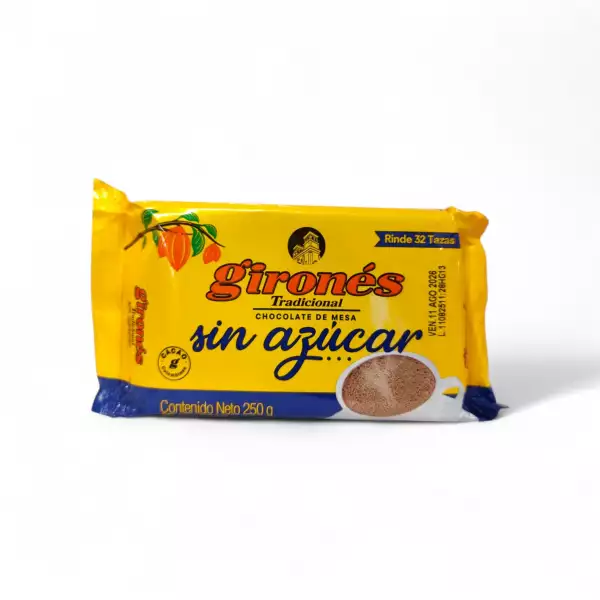 CHOCOLATE GIRONÉS SIN AZÚCAR X250g - Mercado Zapatoca