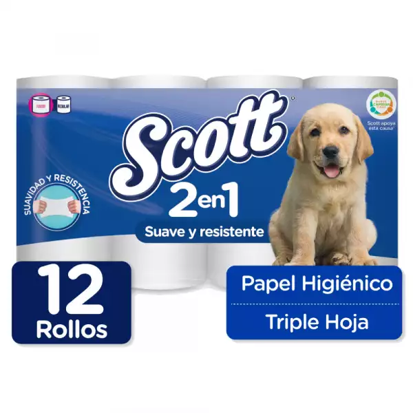 PAPEL HIGIENICO SCOTT 2EN1 TRIPLE HOJA 12 ROLLOS 29.4mt - Mercado Zapatoca
