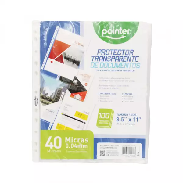 PROTECTOR DE HOJAS TRANSPARENTE POINTER 21.6CM - Mercado Zapatoca
