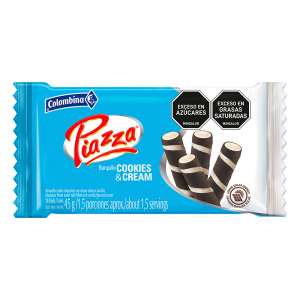 BARQUILLOS PIAZZA COOKIES AND CREAM X45g - Mercado Zapatoca