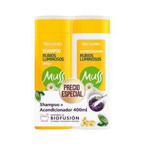SHAMPOO MUSS RUBIO LUMINOSO X400ml + ACONDICIONADOR 400ml - Mercado ...