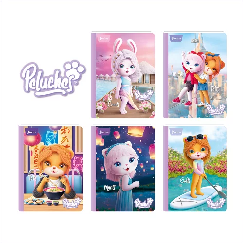 Cuaderno Cosido Peluches Mediano 100 Hojas 1 Materia Doble Linea ...