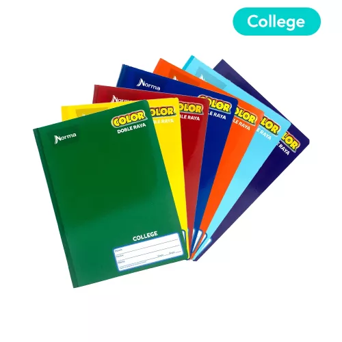 Cuaderno Cosido College Doble Raya 100 Hojas Norma Color
