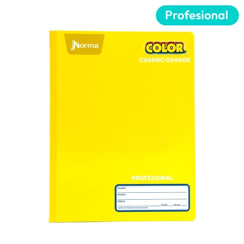 Cuaderno Cosido Profesional Cuadro Grande Norma Color Amarillo 100 Hojas