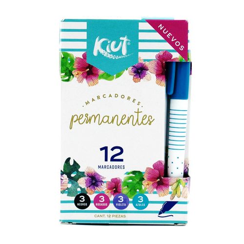 Plumones Permanente Punta Fina Kiut 12 Unidades